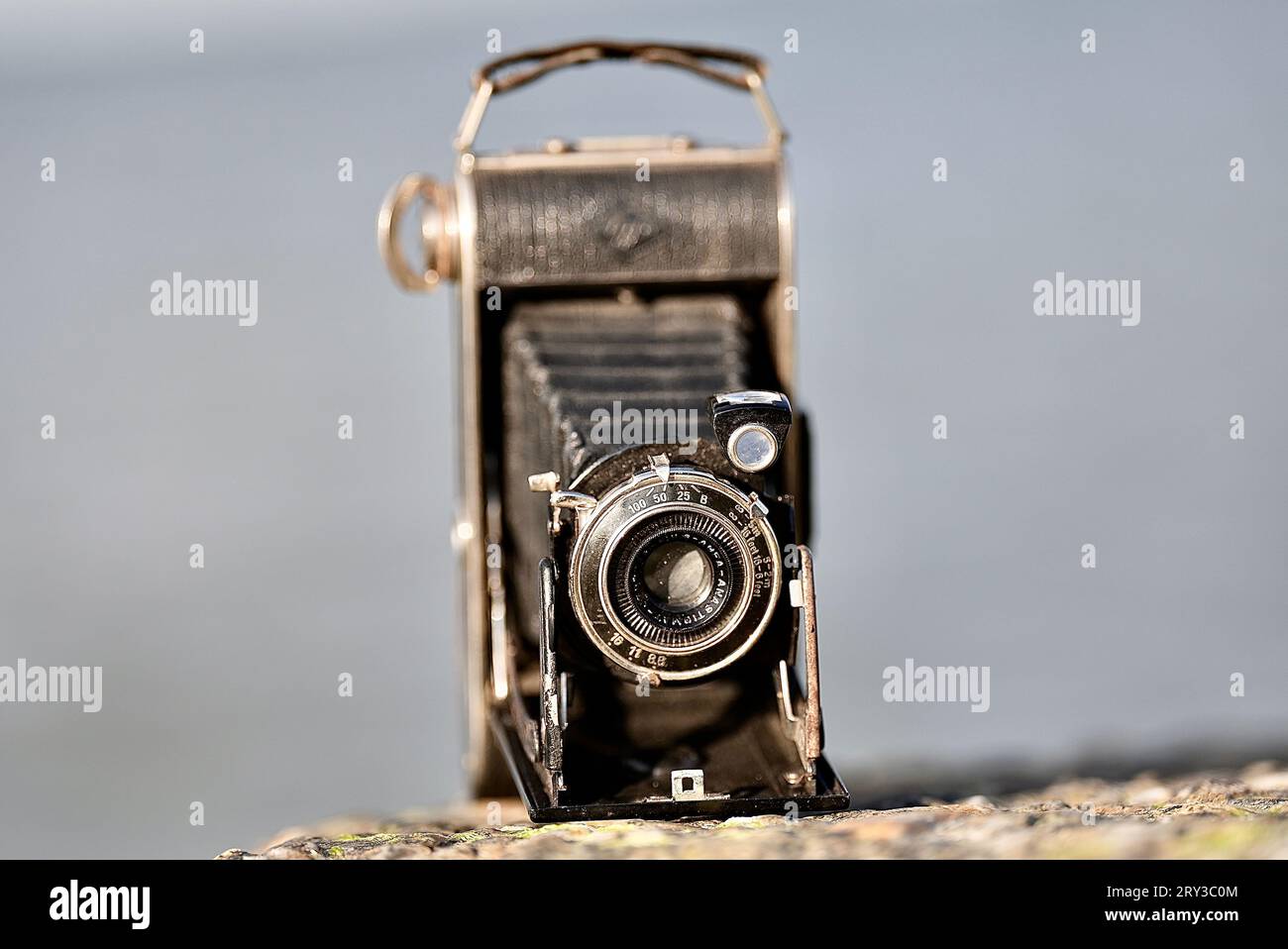 Vintage retro Agfa Billy photo camera front view lens and logo Stock ...