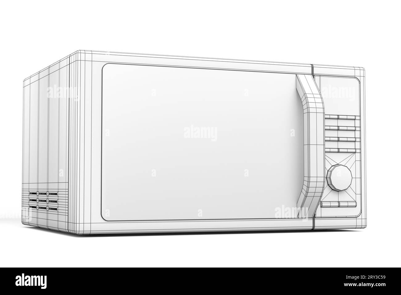 Microwave for heating food on kitchen isolated on white background. 3d ...