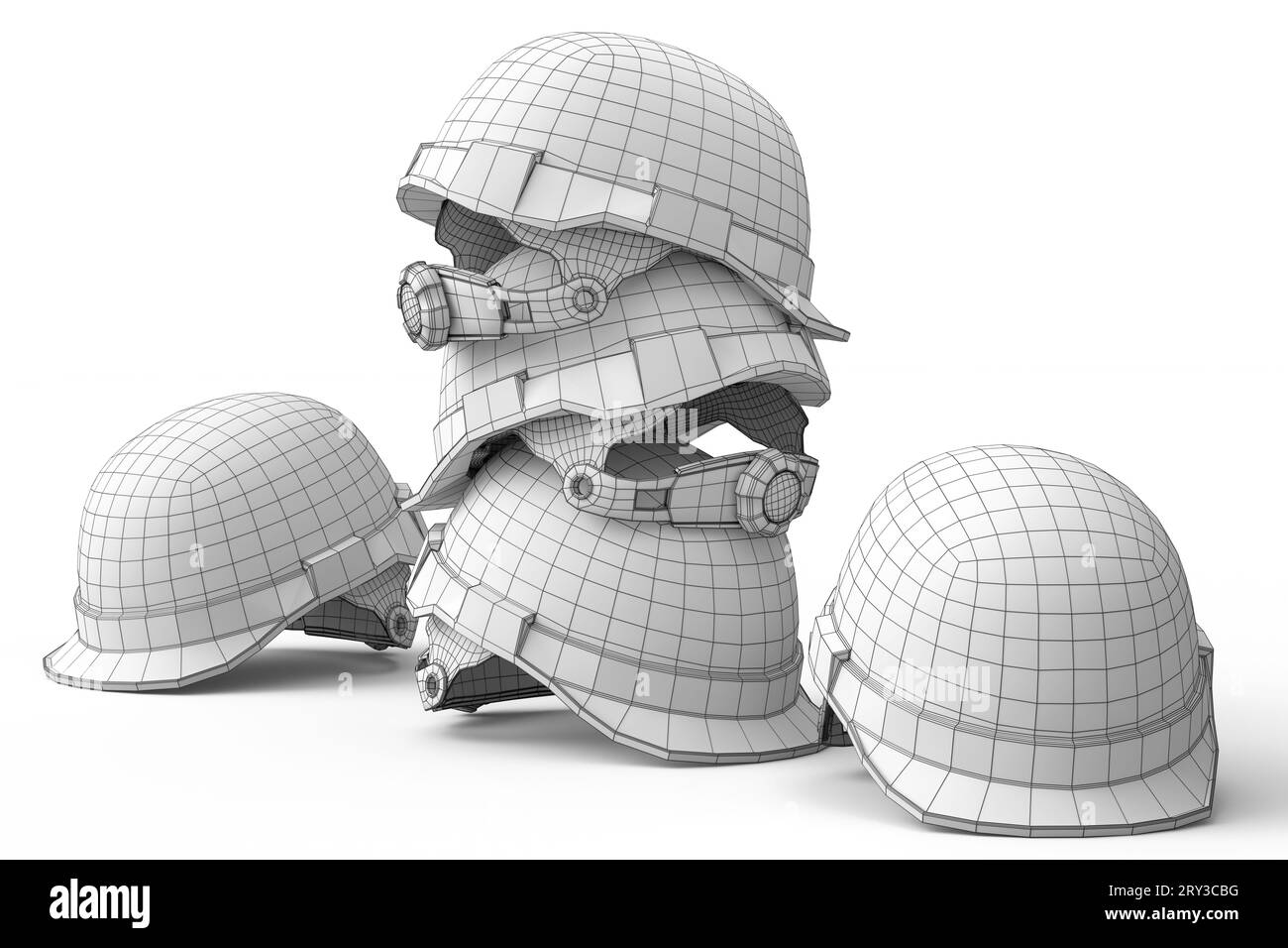 Set of safety helmet or hard cap isolated on white background. 3d ...