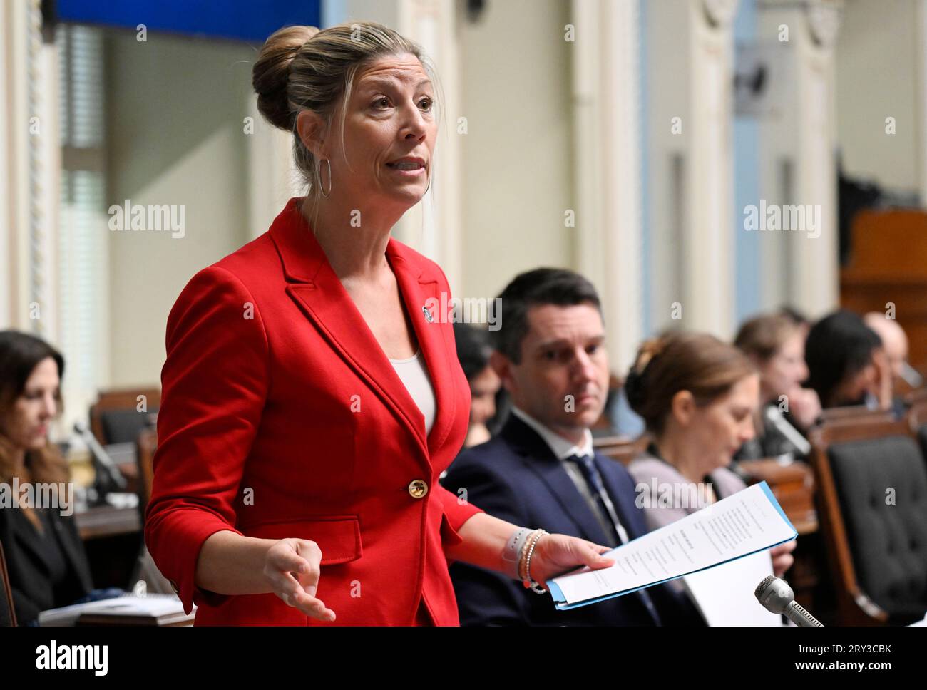 Quebec, Canada. 24th Sep, 2023. Quebec Liberal MNA Jennifer Maccarone ...