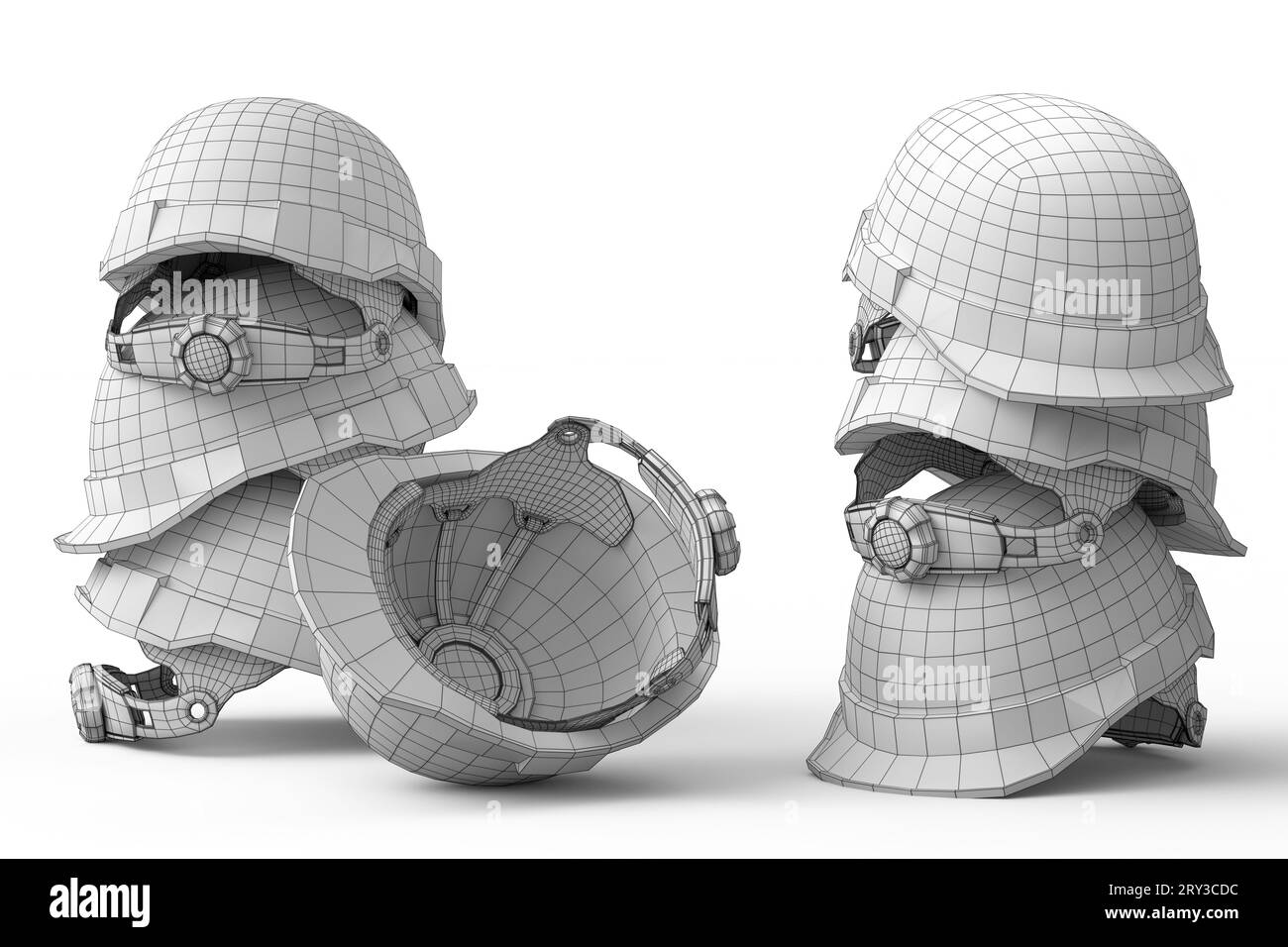 Set of safety helmet or hard cap isolated on white background. 3d ...