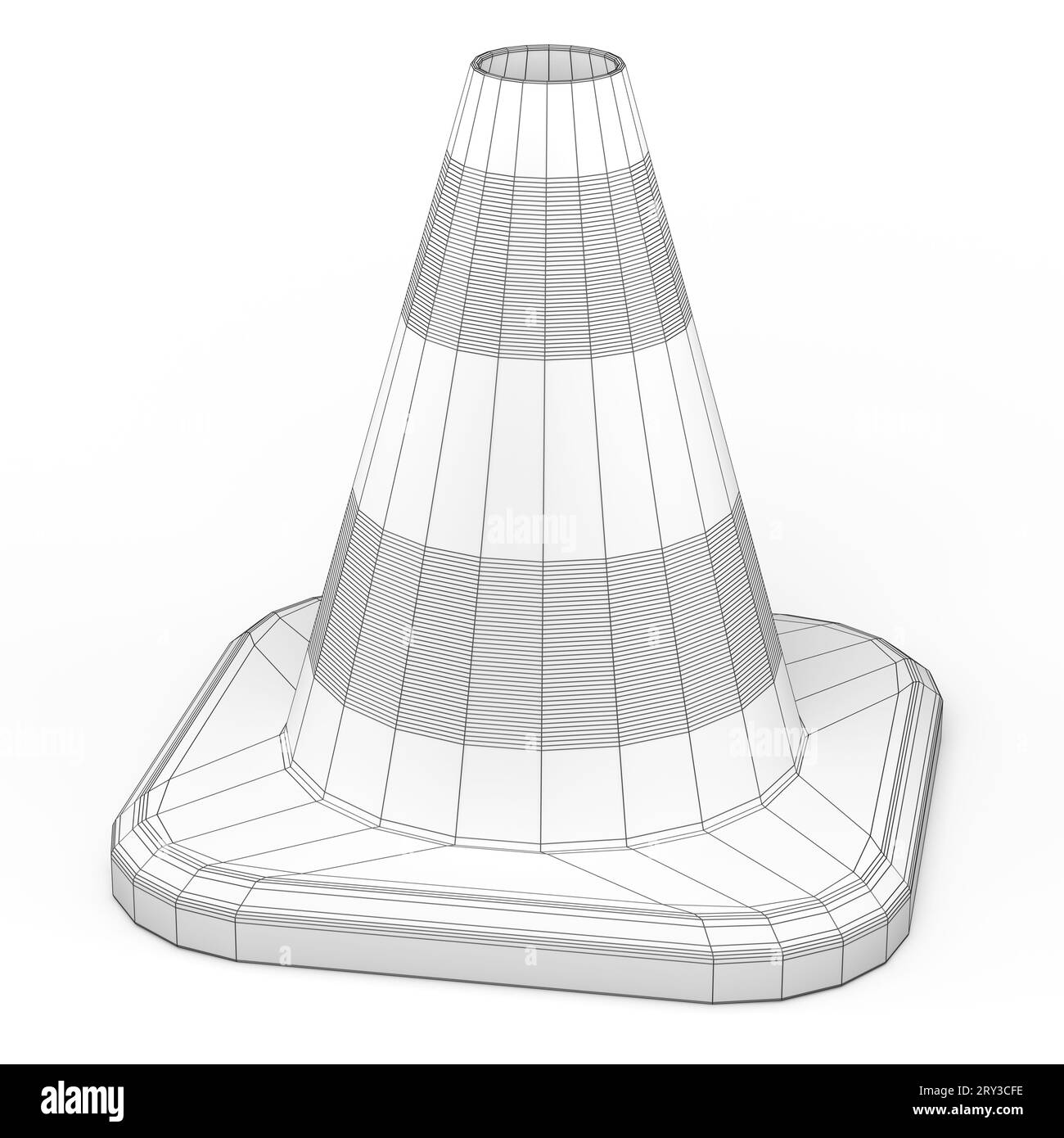 Set of traffic cones for under construction road work isolated on white ...