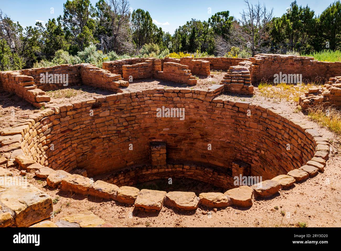 Kiva; round ceremonial room; Pipe Shrine House; Far View Site; Mesa ...
