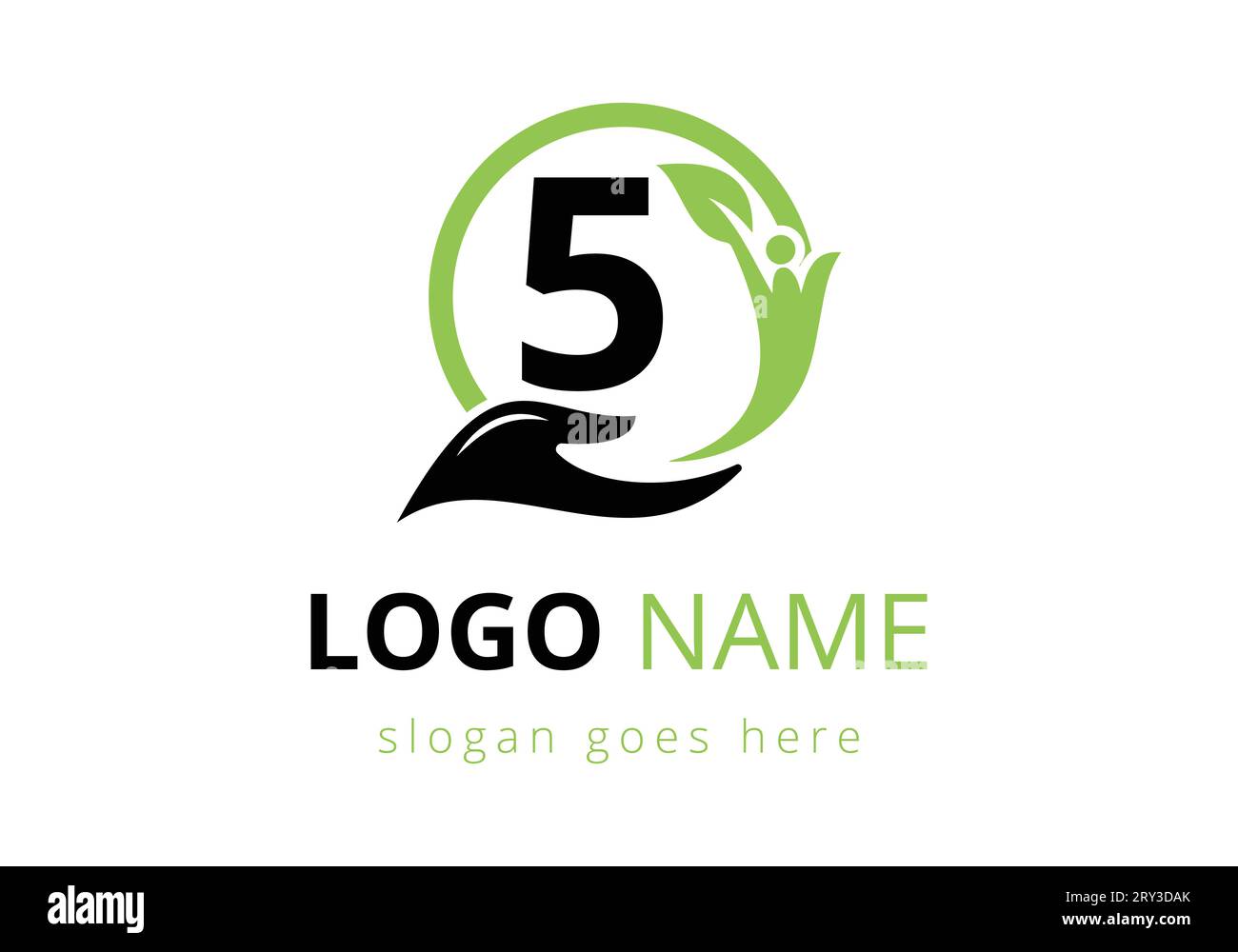 Letter 5 With Charity Help Hands Logo Design Vector Template ...