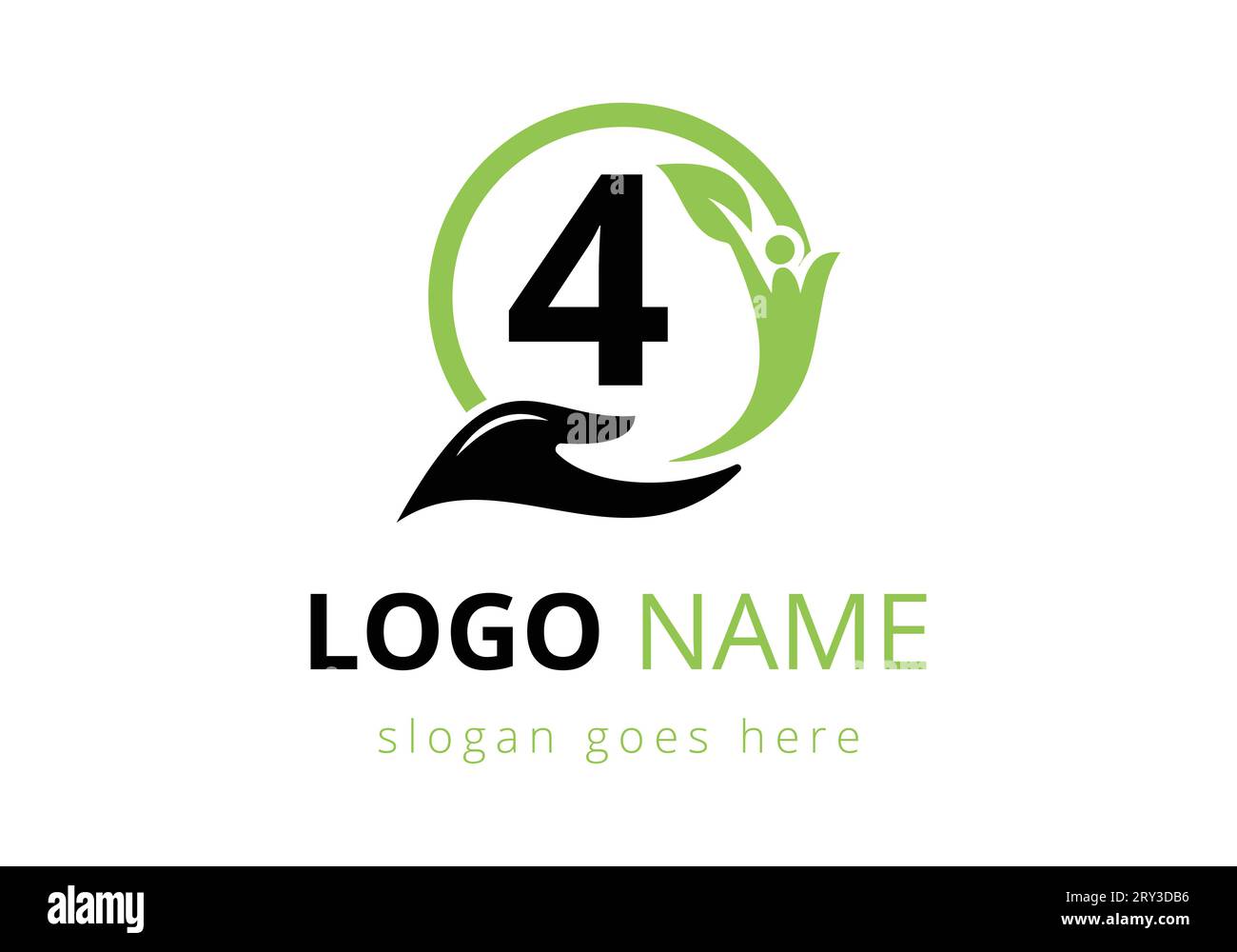 Letter 4 With Charity Help Hands Logo Design Vector Template ...