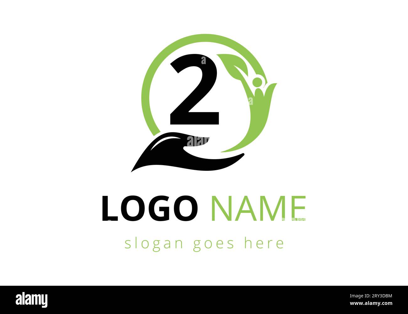 Letter 2 With Charity Help Hands Logo Design Vector Template ...