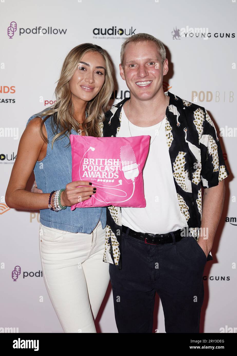 Jamie Laing (right) and Sophie Habboo attending the British Podcast ...