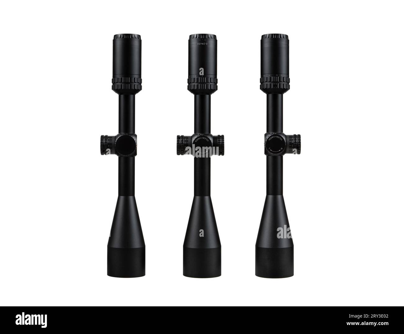 Modern sniper scope on a white background. Optical device for aiming ...