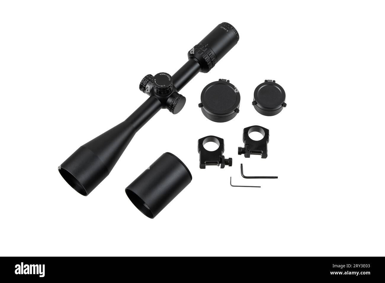 Modern sniper scope on a white background. Optical device for aiming ...