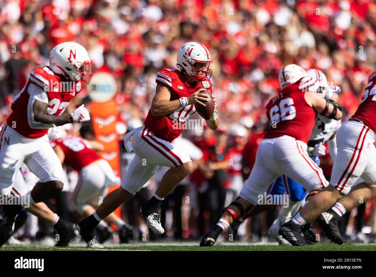 Nebraska quarterback Heinrich Haarberg (10) rushes against Louisiana ...