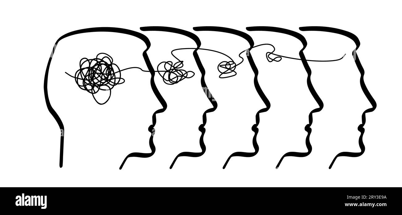 Cartoon brainstorming and mental problem solving, psychotherapy Concept ...