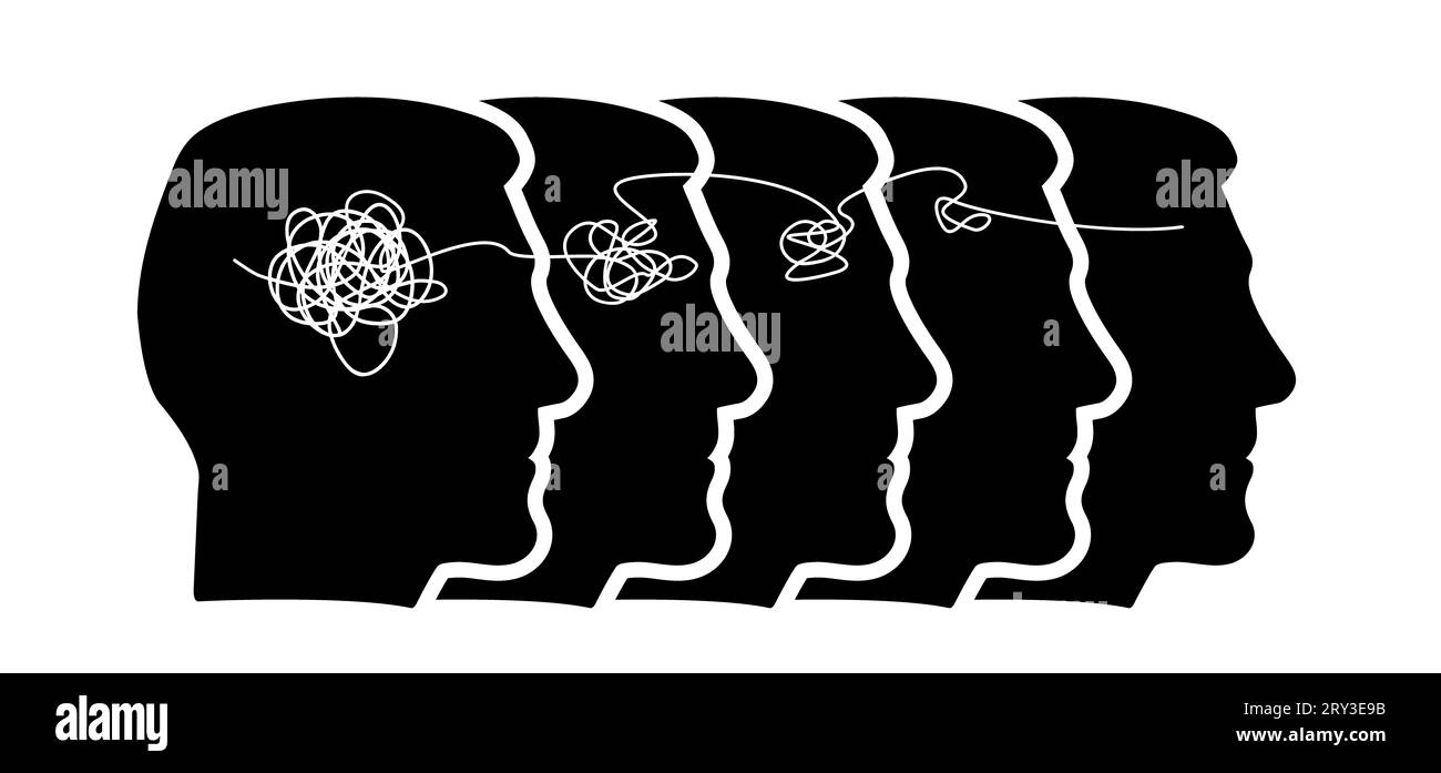 Cartoon brainstorming and mental problem solving, psychotherapy Concept ...