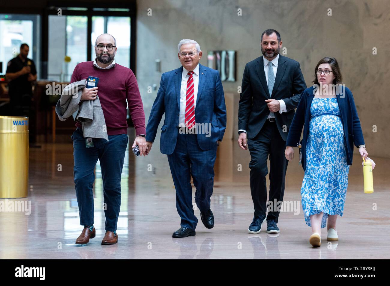 WASHINGTON - SEPTEMBER 28: Sen. Bob Menendez, D-N.J., walks through the ...