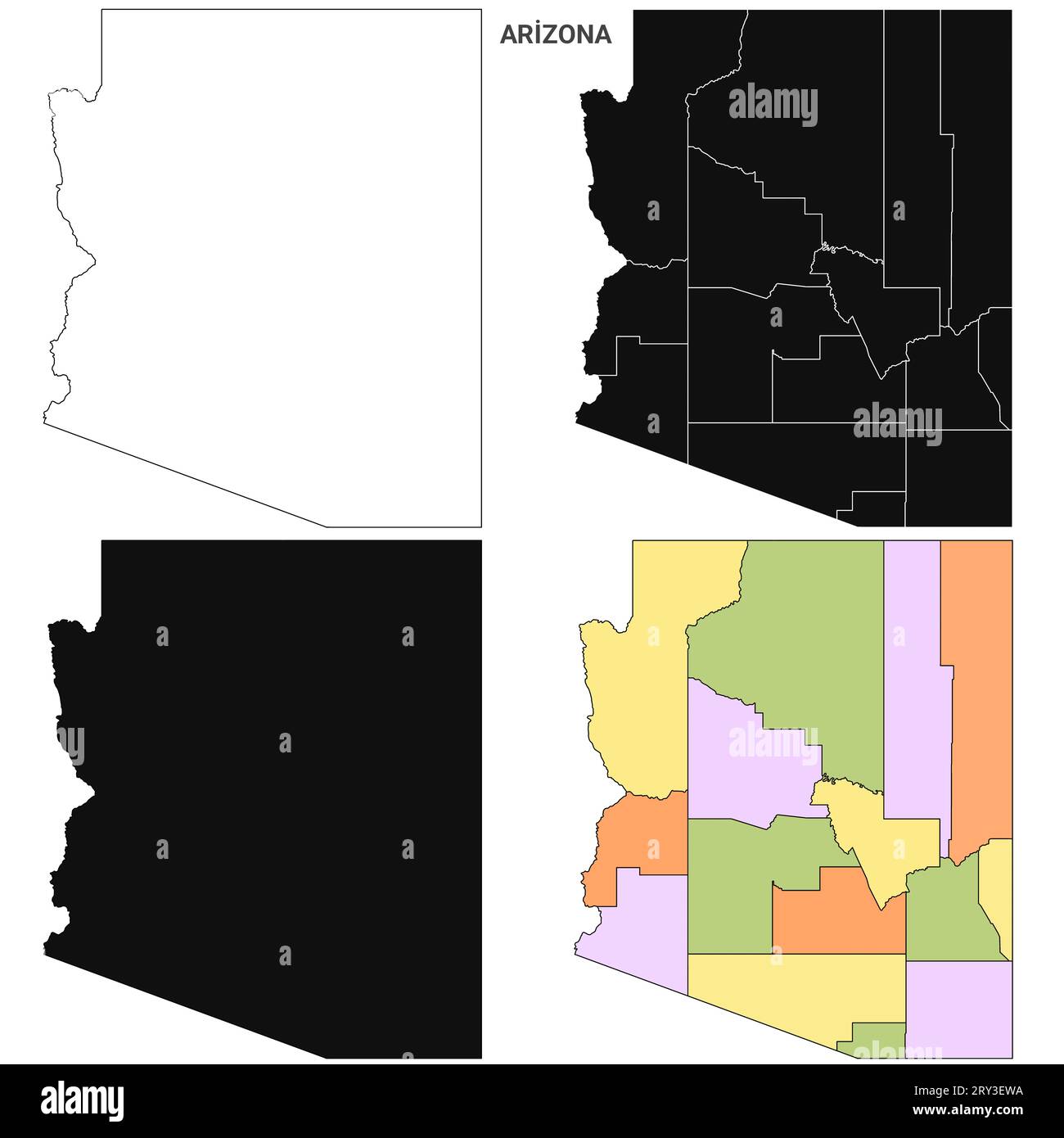 Map of arizona state hi-res stock photography and images - Alamy