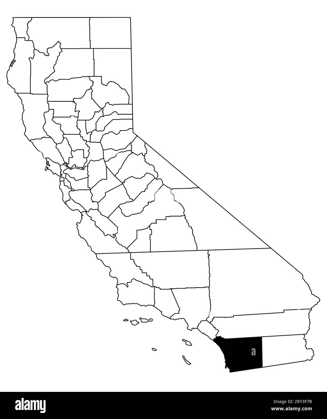 Map Of San Diego County In California State On White Background Single