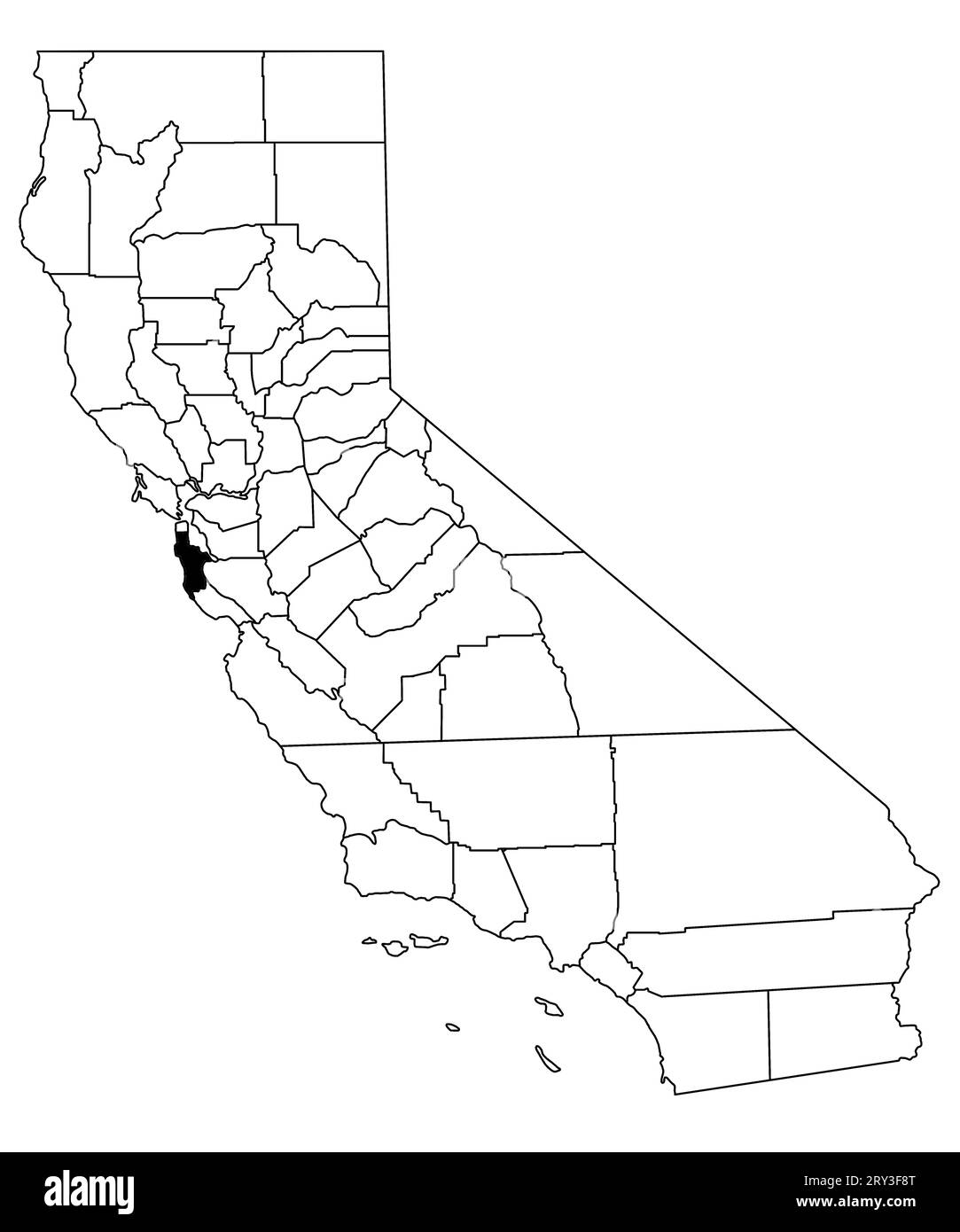 Map Of San Mateo County In California State On White Background Single County Map Highlighted