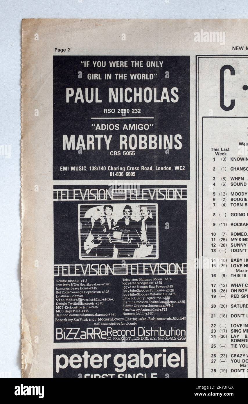 Concert Advertising in 1970s issue of NME New Musical Express Music ...