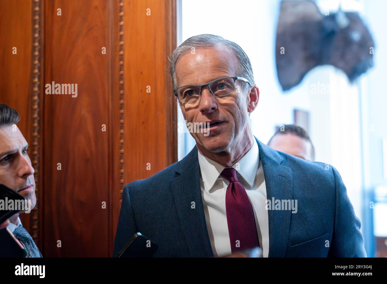 Senate Minority Whip Sen. John Thune of S.D., speaks to reporters ...