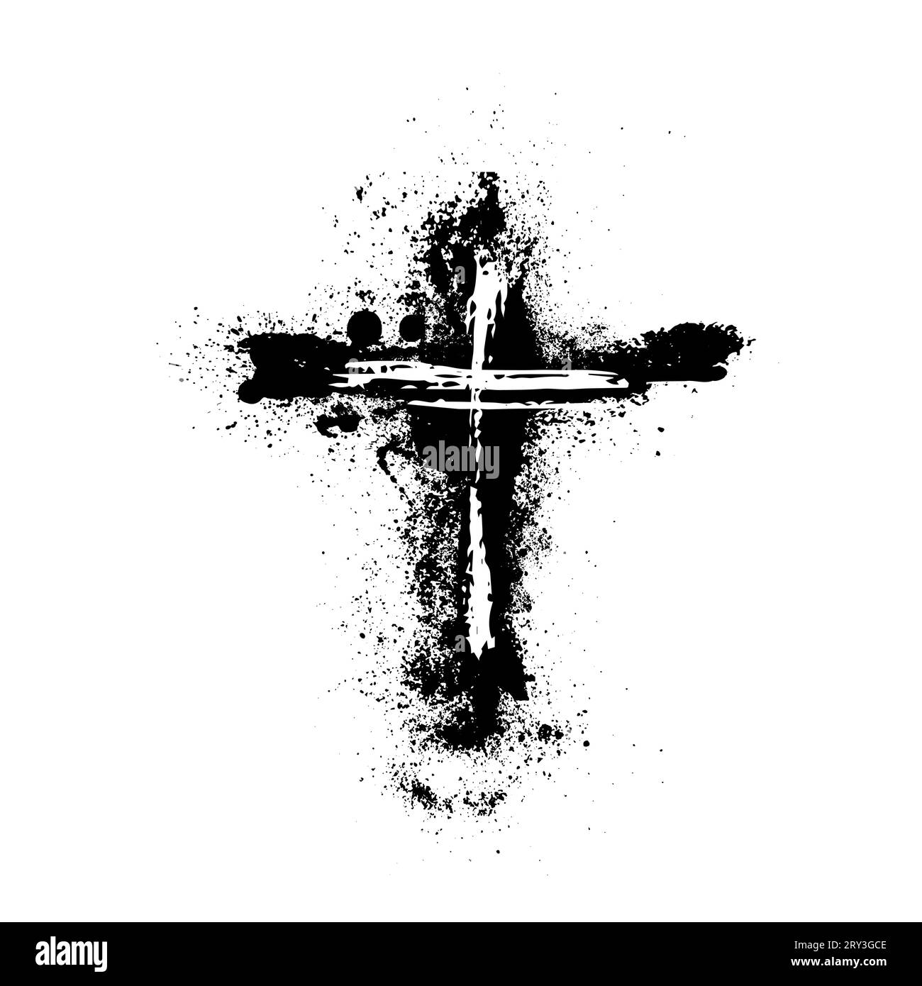 Hand drawn christian cross signs. Brush painted black icons. hand ...