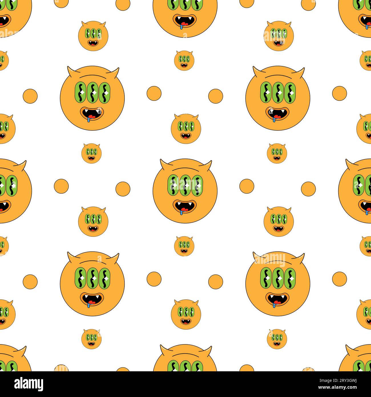 Geometric seamless psychedelic groovy pattern. different shapes. circle ...