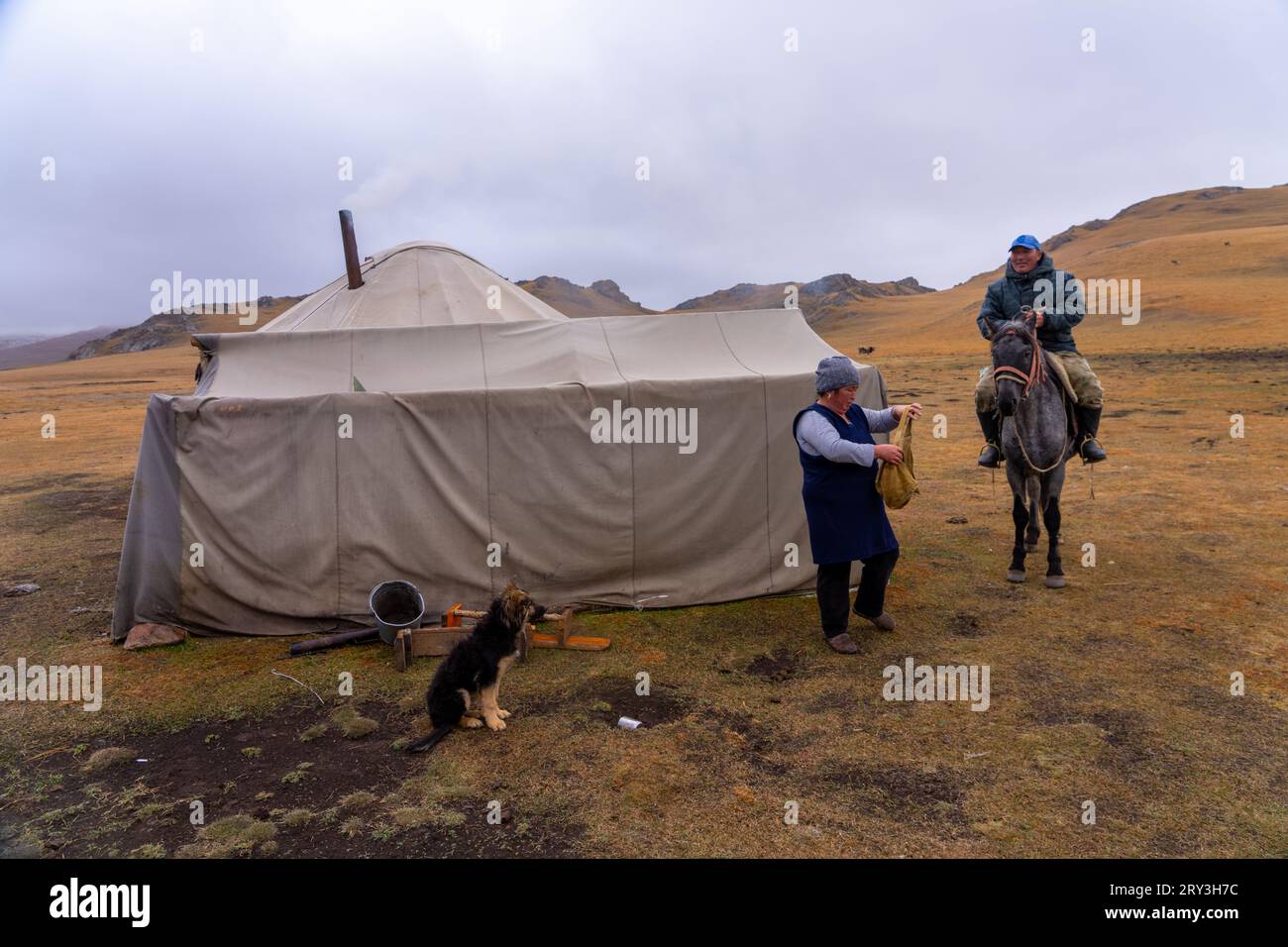 Yurt camp in Kyrgyzstan Stock Photo - Alamy
