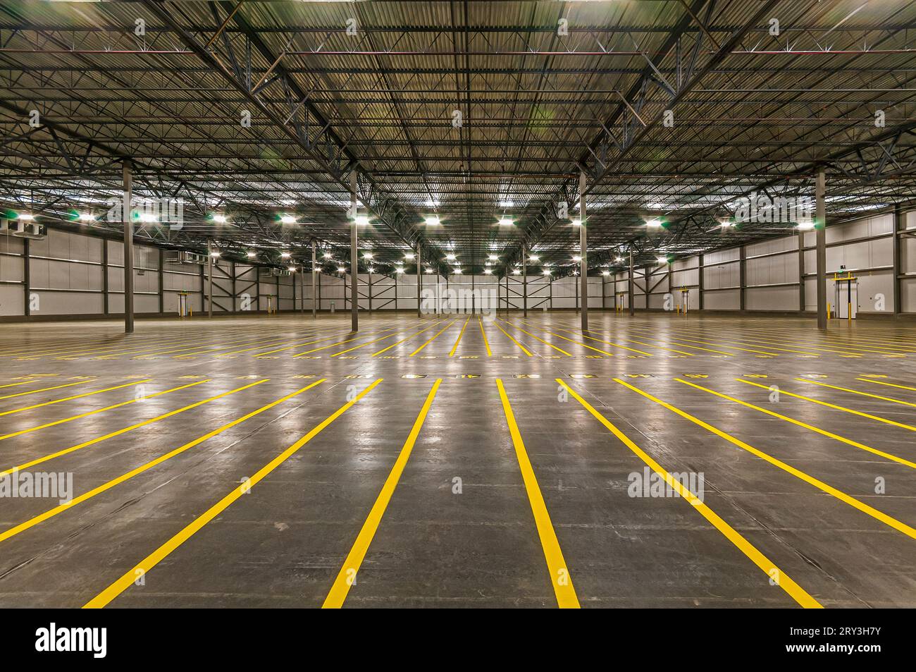 Interior of a large new commercial cold-storage (industrial ...