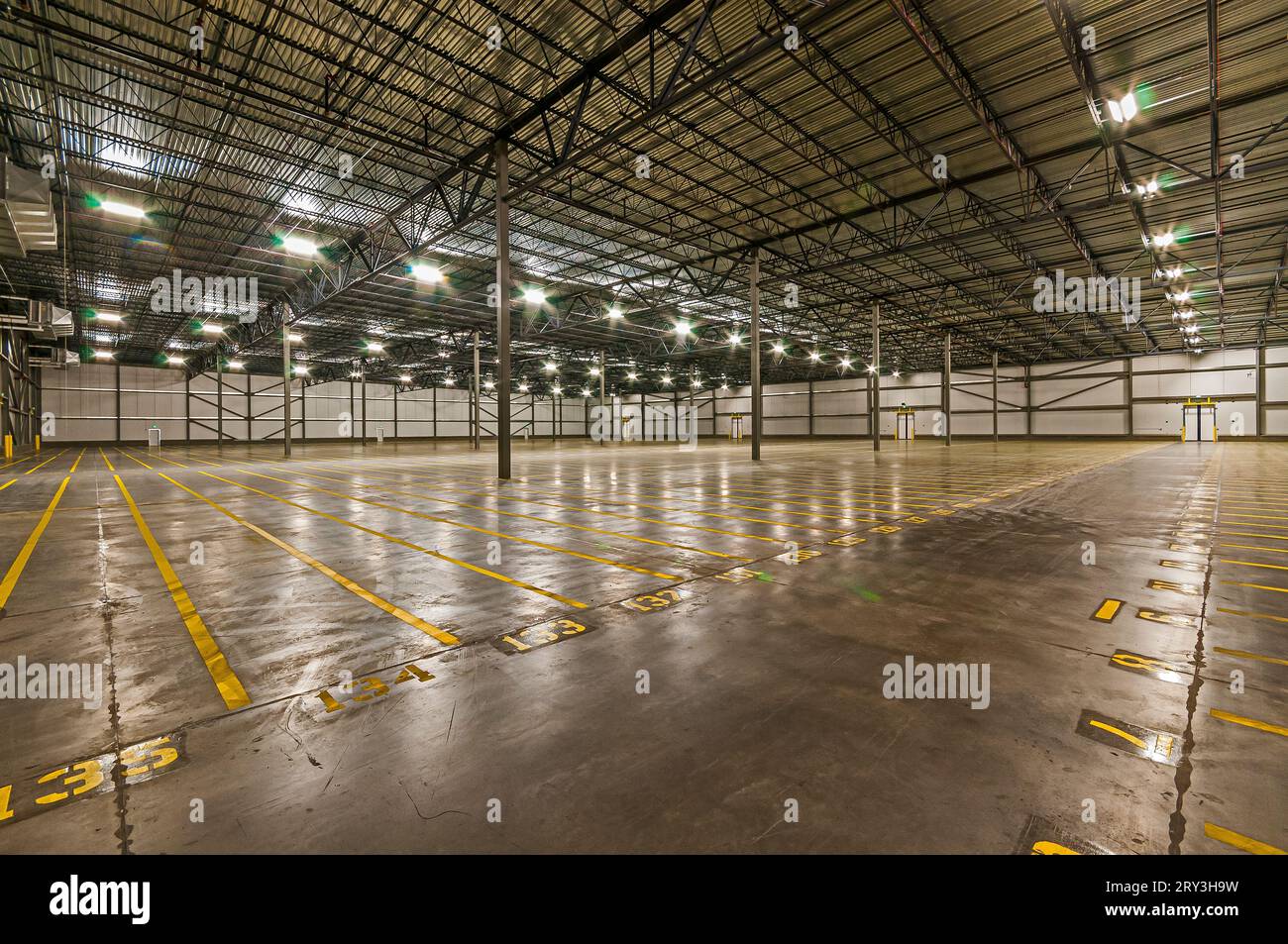 Interior of a large new commercial cold-storage (industrial ...