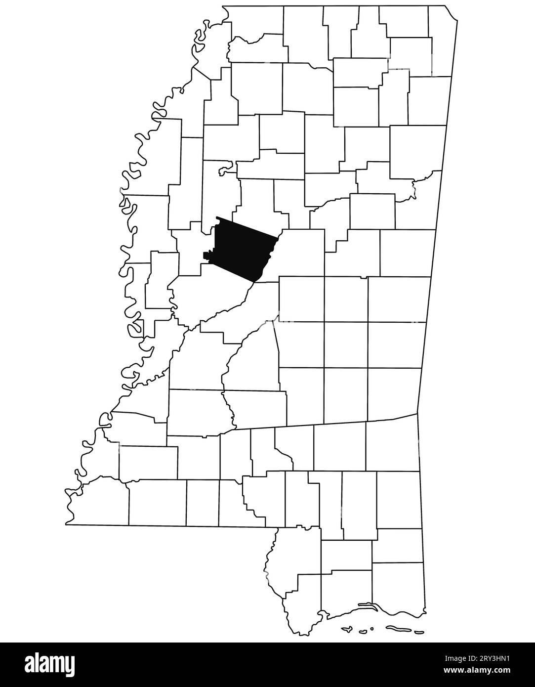 Map of Holmes County in Mississippi state on white background. single ...