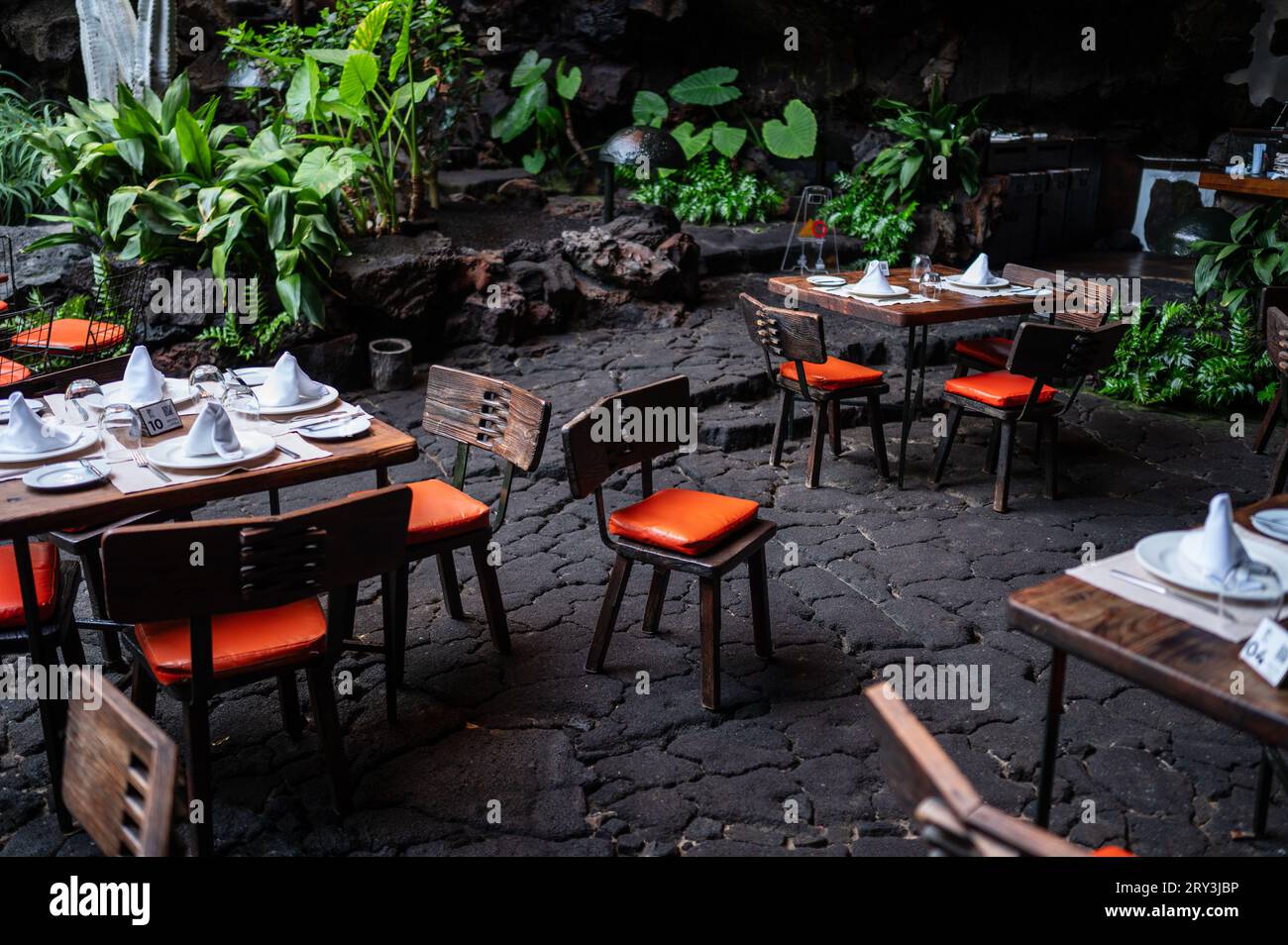 Restaurant at Jameos del Agua, a series of lava caves and an art ...
