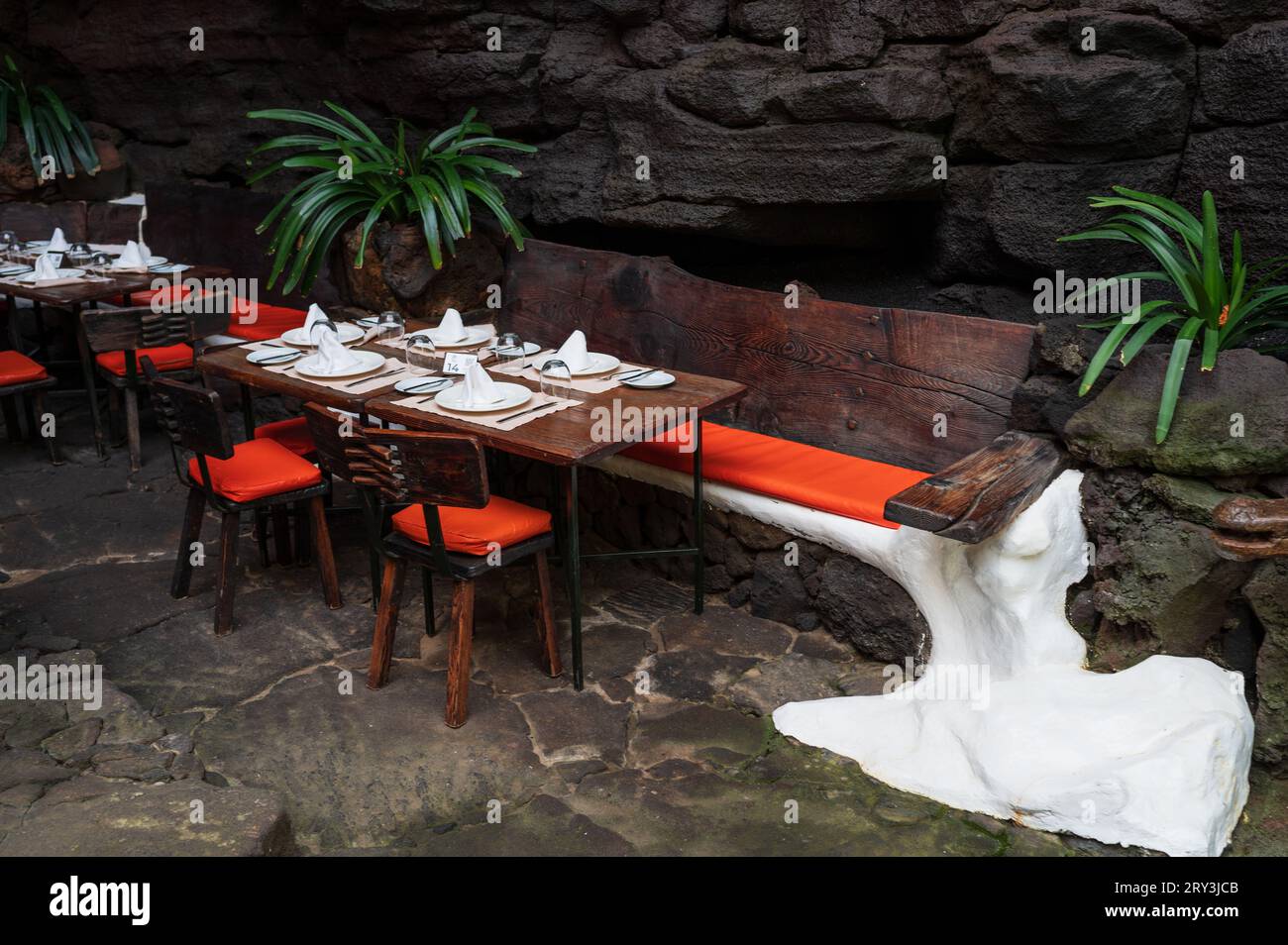 Restaurant at Jameos del Agua, a series of lava caves and an art ...