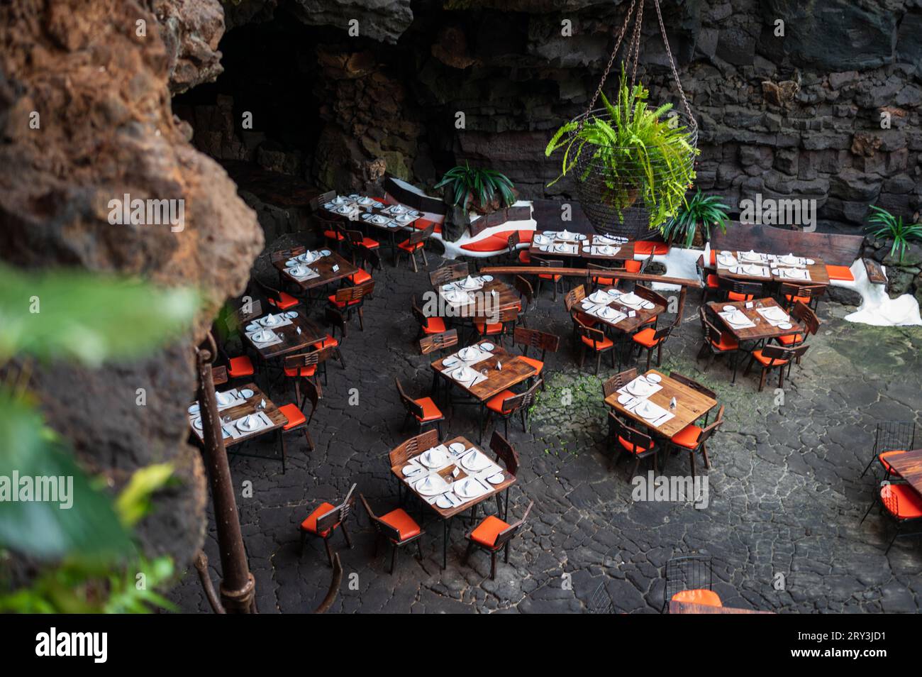 Restaurant at Jameos del Agua, a series of lava caves and an art ...