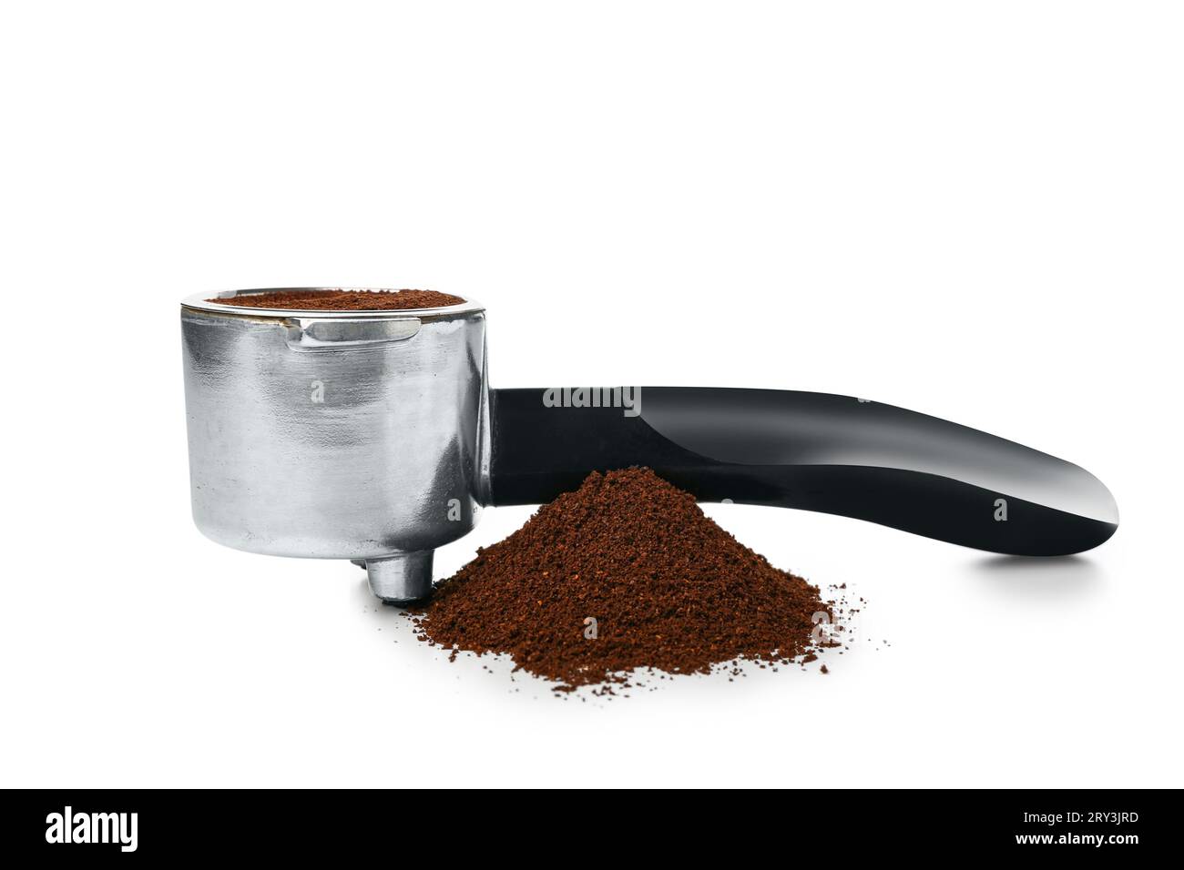 Portafilter with coffee powder isolated on white background Stock Photo ...