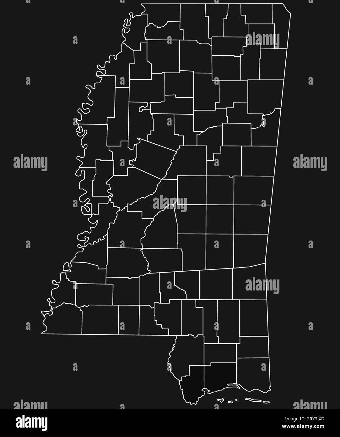 mississippi counties blank map