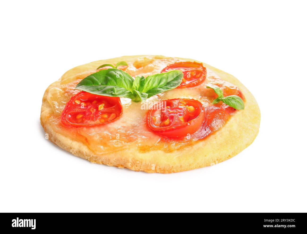 Tasty mini pizza on white background Stock Photo - Alamy