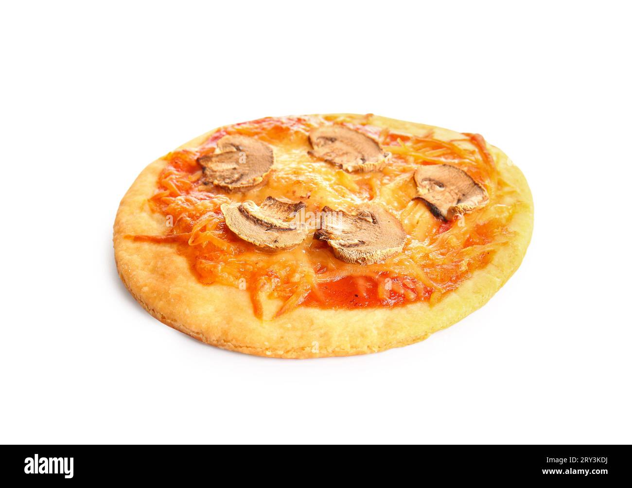 Tasty mini pizza on white background Stock Photo - Alamy