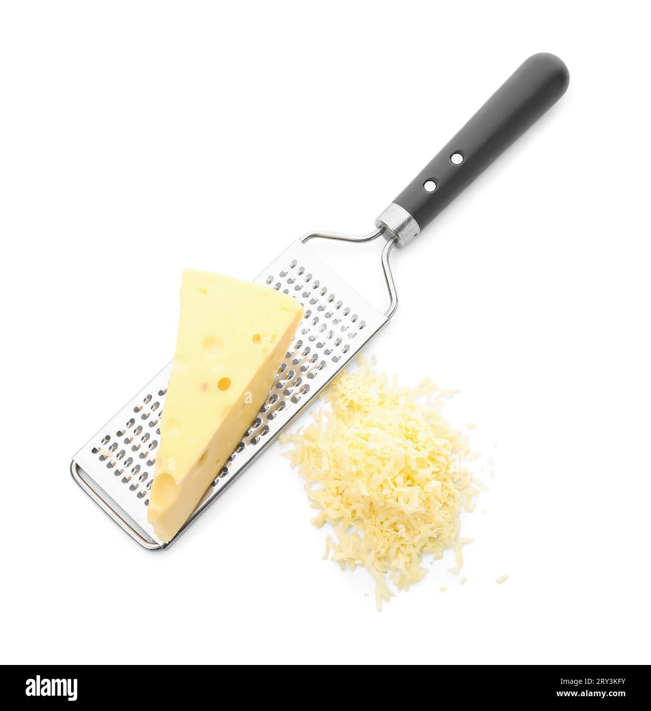Tasty Swiss cheese and grater isolated on white background Stock Photo ...