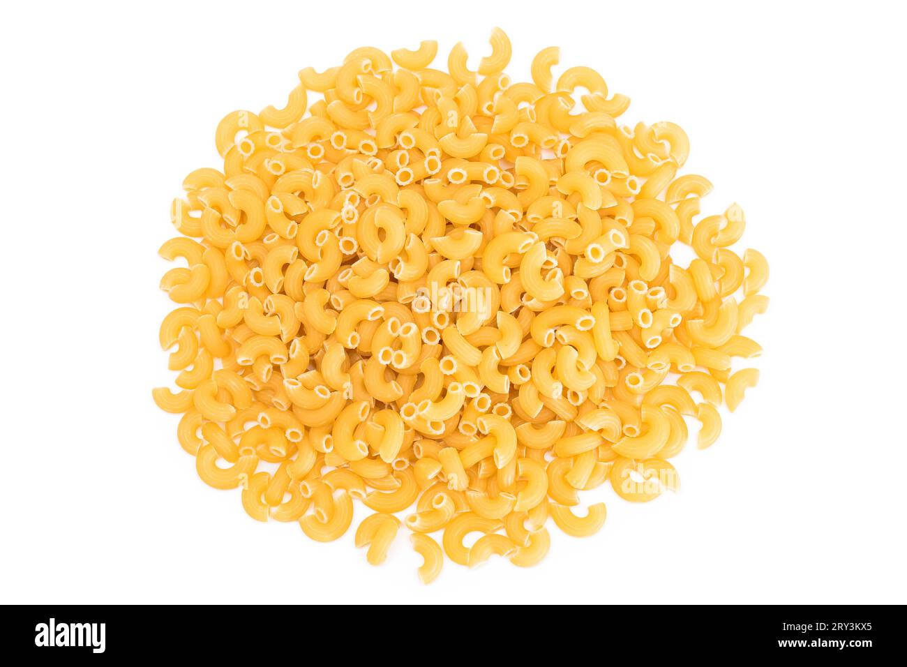 A Heap of Uncooked Chifferi Rigati Pasta Isolated on White Background ...