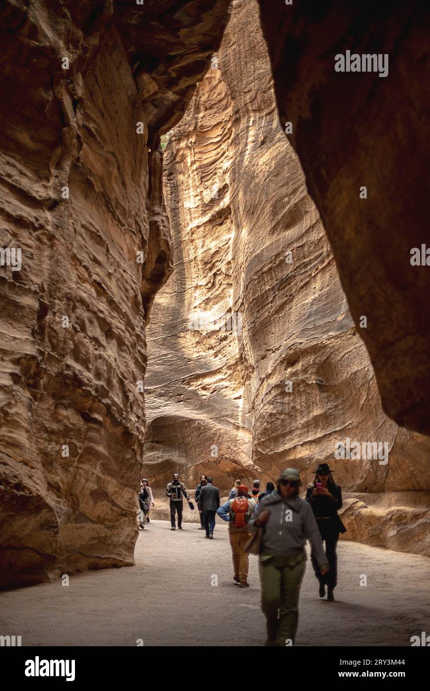 View of the canyon and the high, winding, mountain walls of the canyon ...
