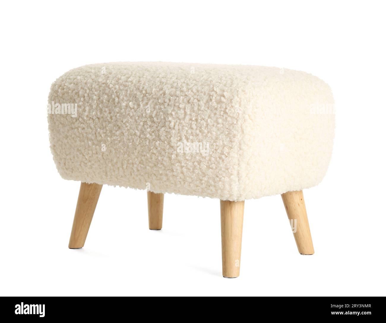 Soft pouf chair on white background Stock Photo - Alamy