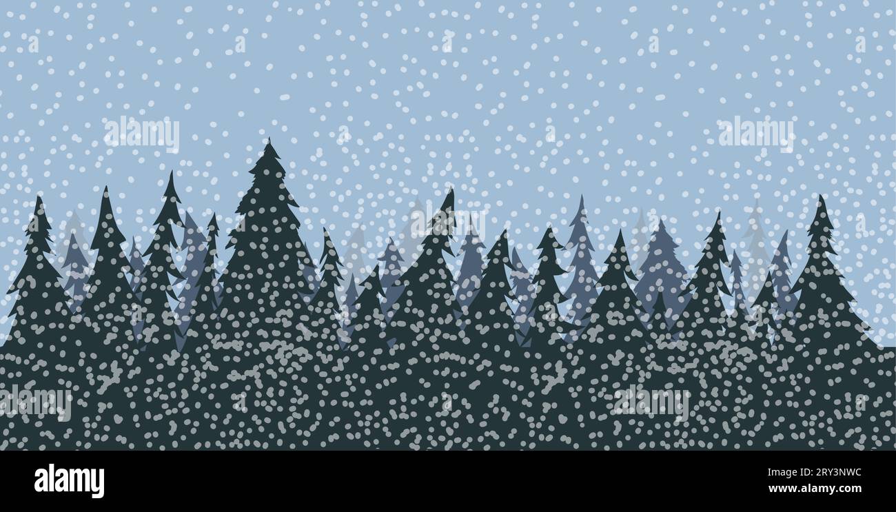 Snowy forest simple drawing. hand drawing. Not AI. Vector illustration ...