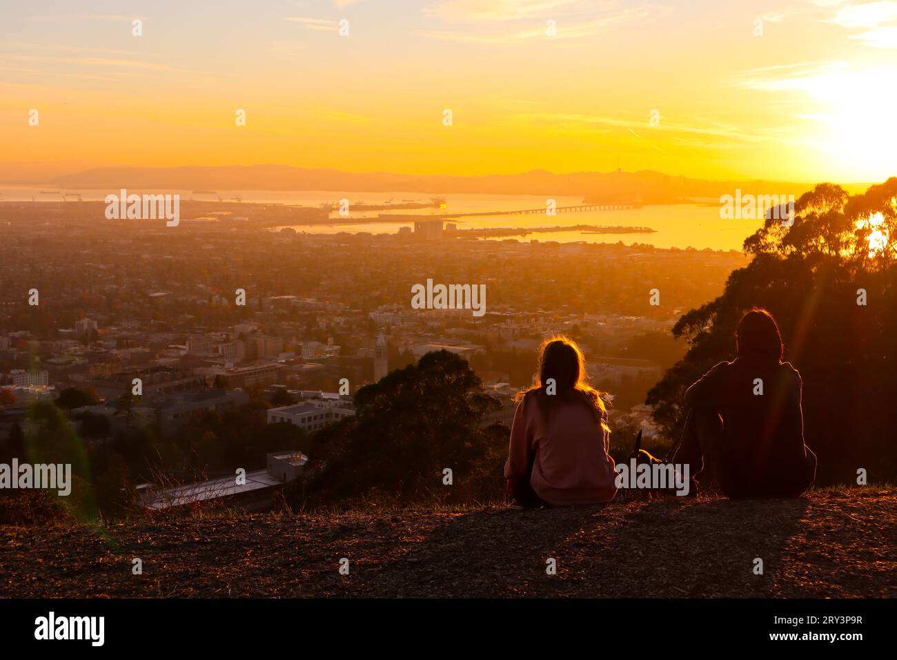 People enjoy seeing gold sky sunset. Image captured on Grizzly Peak ...