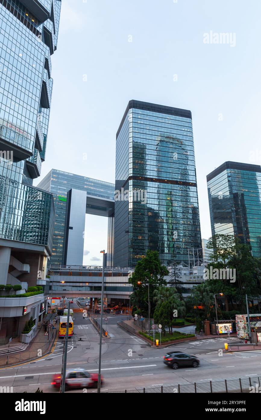 Hong Kong - July 11, 2017: Vertical street view of Hong Kong Central ...