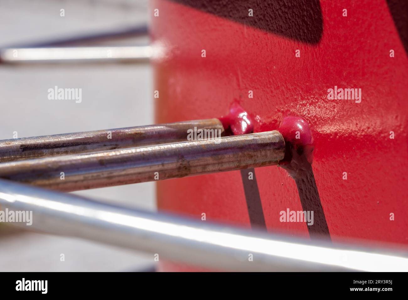 Robust, large, metal, burgundy construction with metal pipes - both new ...