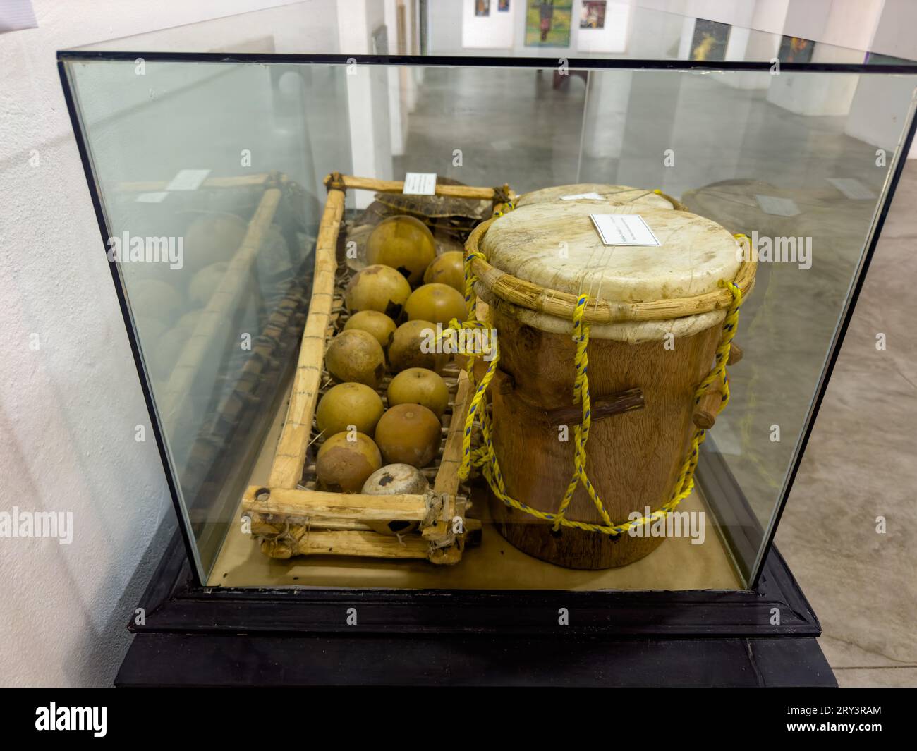 A balafon (calabash xylophone) & djembe drum made by African slaves ...
