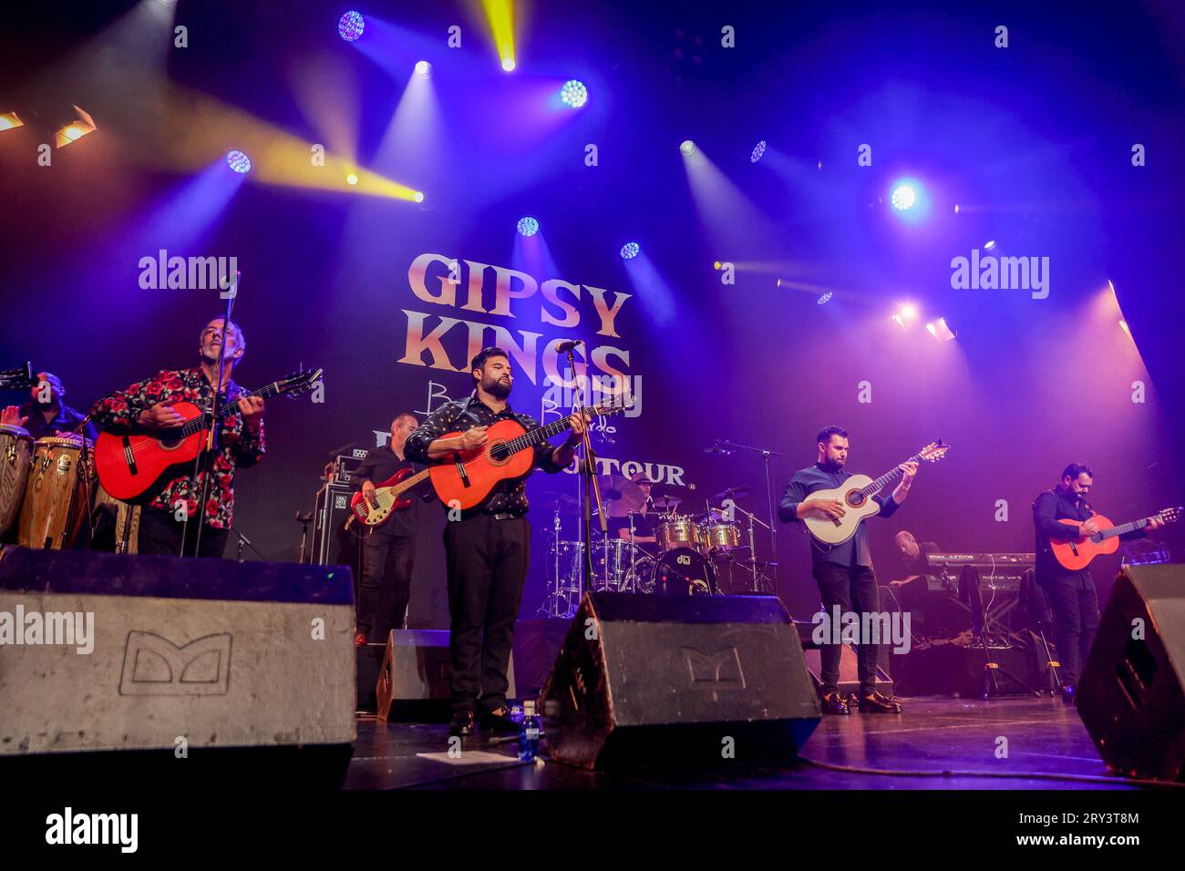The flamenco group Gipsy Kings during a performance, at the Gran Teatro ...