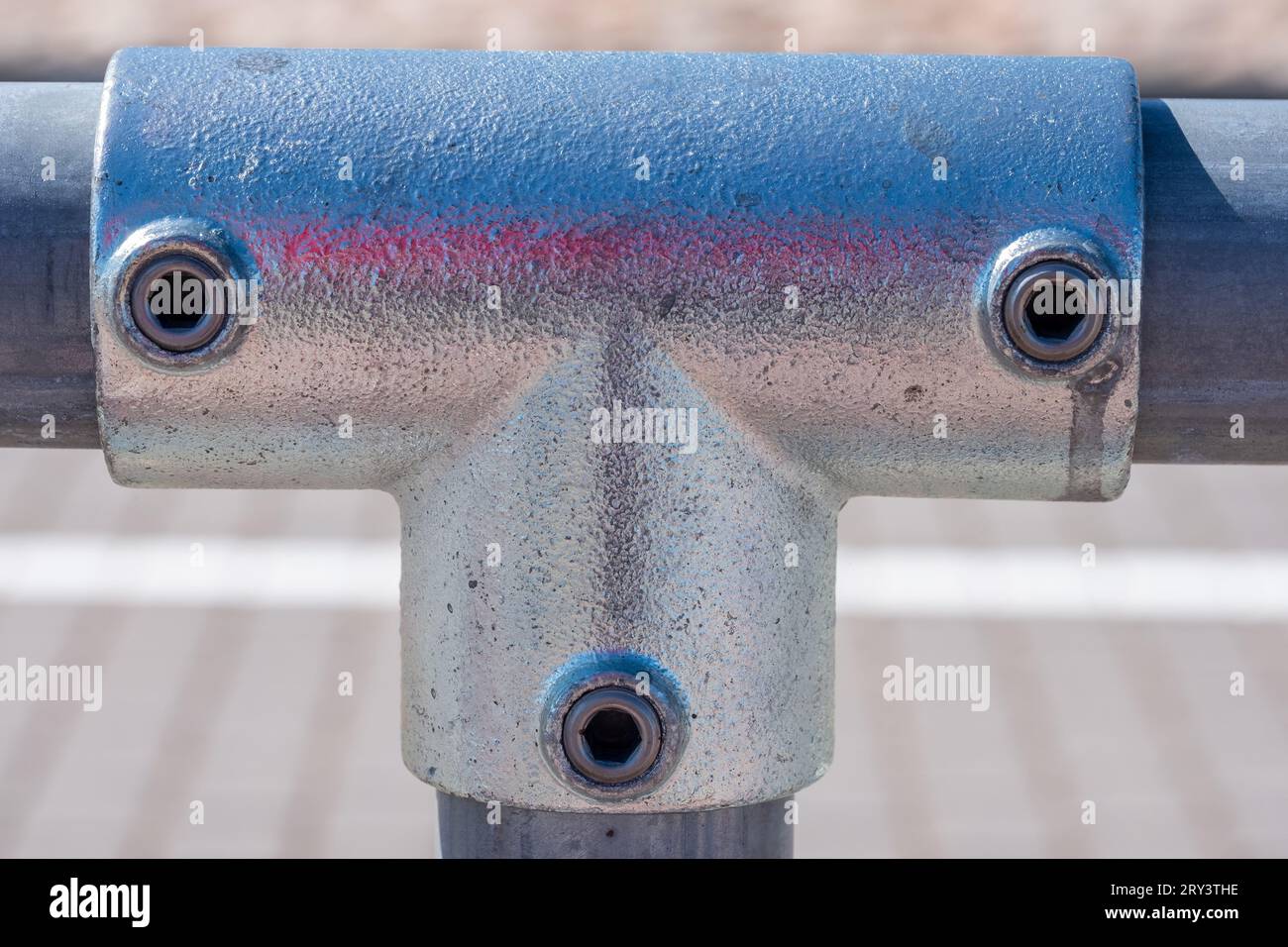 Metal pipe fastening with threads. Copy space. Background for quotes ...