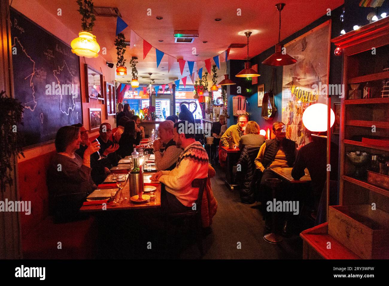 Interior of Chez Elles Bistroquet French bistro in Brick Lane, London ...