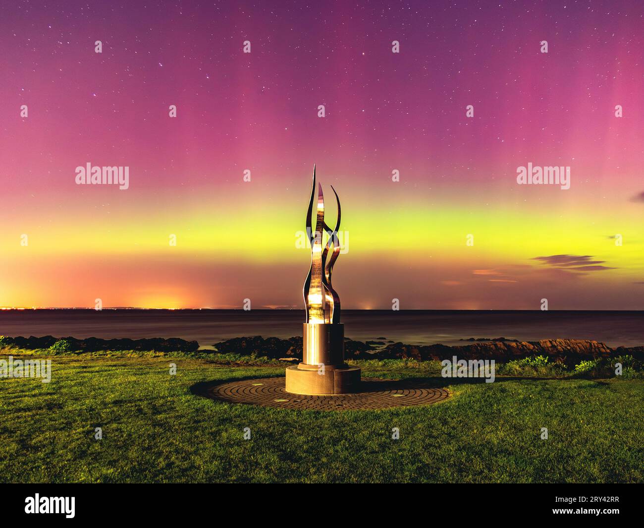 Bright aurora borealis display at Red Island, Skerries Stock Photo - Alamy