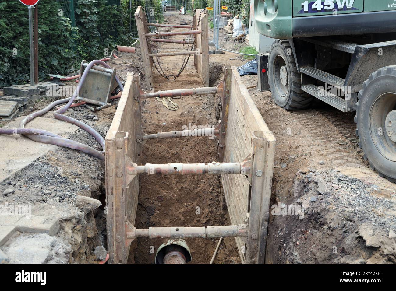 Verbaute Baugruben Baugruben werden zum Schutz der Arbeiter gegen ...
