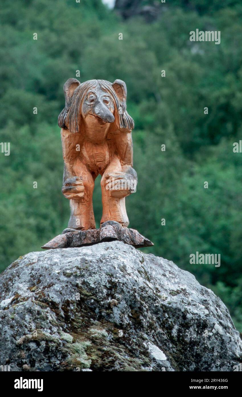 Carved troll, Trollstigen, Norway, wood carving Stock Photo - Alamy